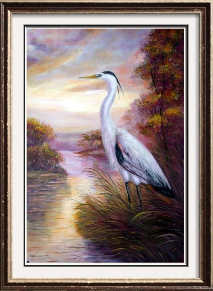 MP Elliott Fantastic Marsh Egret Realism Colorful Impressionstic ...