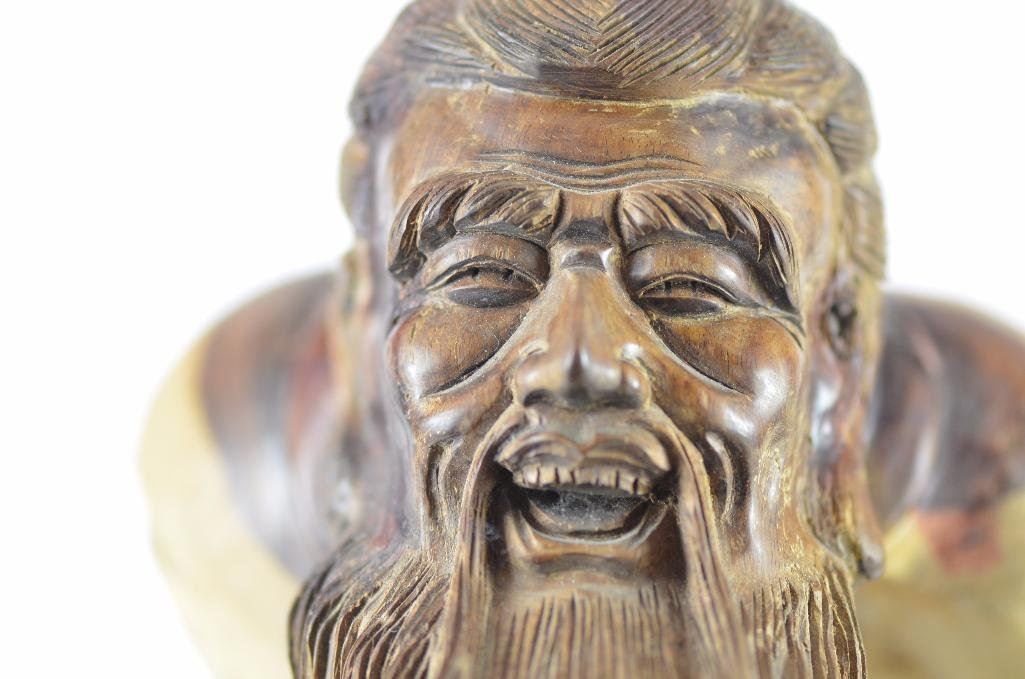 Chinese Carved Wood Standing Lohan