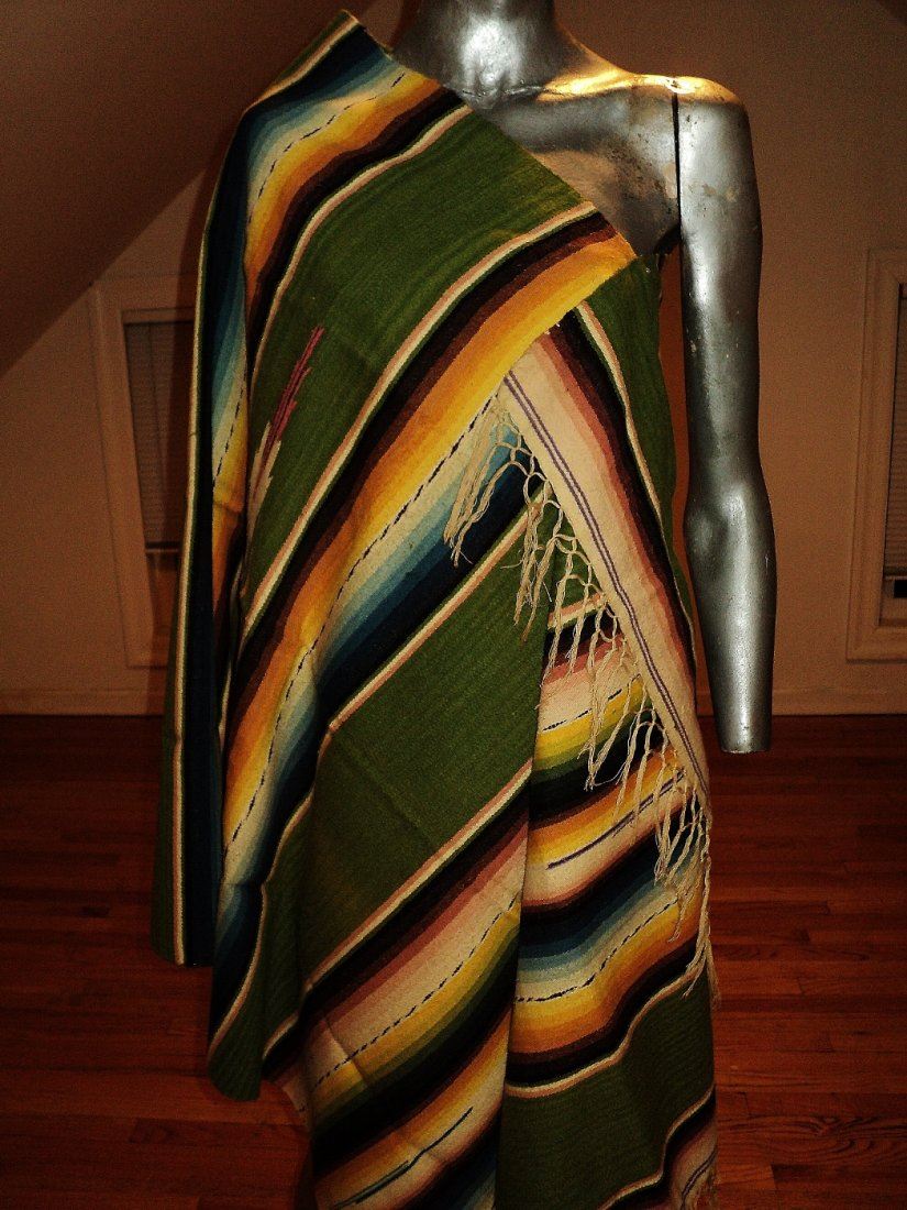 Vintage 1940 Mexican Blanket Saltillo Handwoven Manta