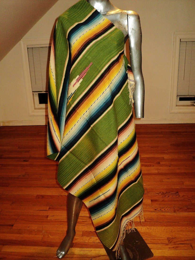 Vintage 1940 Mexican Blanket Saltillo Handwoven Manta