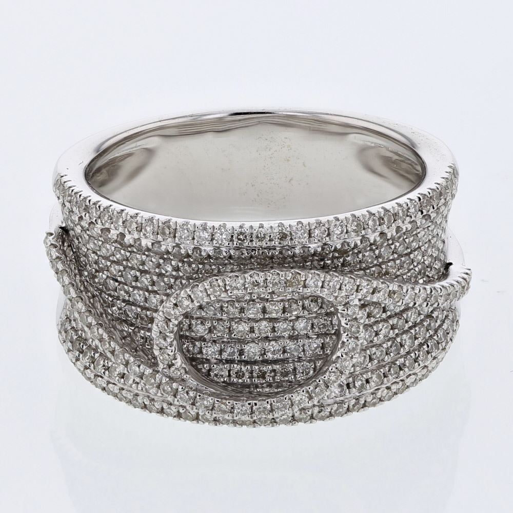 Wide Band Pave-Set Diamond Ring In 14K White Gold | 385375