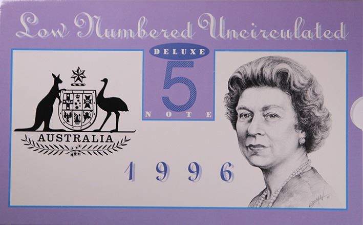 Australia, Banknote Folder Set, Low Numbered Deluxe, Black Serials, 1996