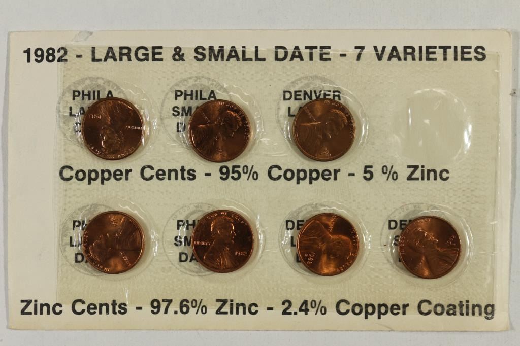 1982-7 VARIETIES LINCOLN CENT SET (UNC)