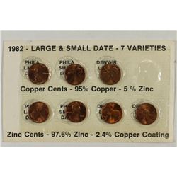 1982-7 VARIETIES LINCOLN CENT SET (UNC)