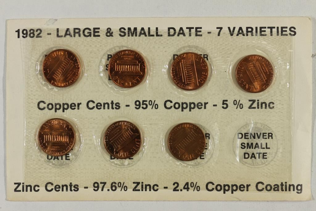 1982-7 VARIETIES LINCOLN CENT SET (UNC)