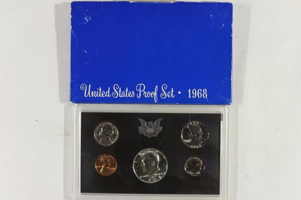 1968 US PROOF SET WITH BOX, 40% SILVER JFK HALF