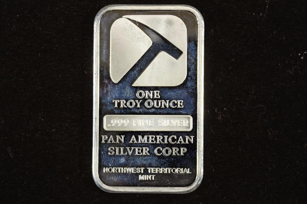 1 TROY OZ .999 FINE SILVER INGOT PAN AMERICAN