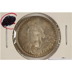 1961 GUATEMALA SILVER 25 CENTAVOS