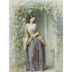 Joseph Bouvier (fl.1839 - 1888), Distant Thoughts, signed, dated '67 ...