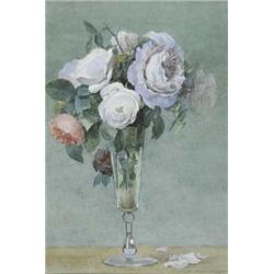 Edith Isabel Barrow (d.1930), Still Life Of Pink And Shaded White Roses ...