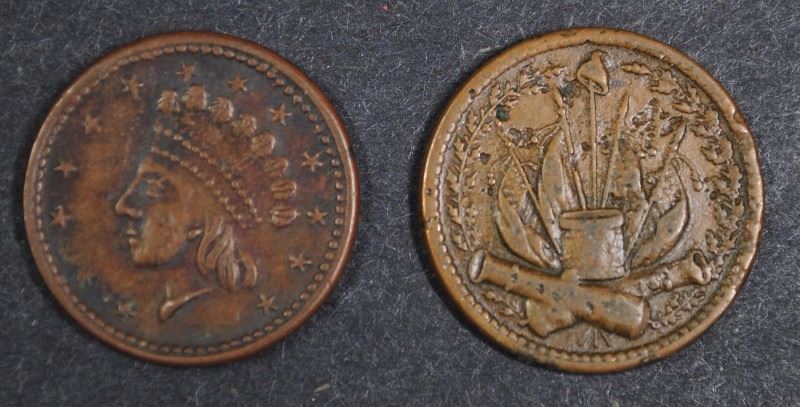 ( 2 ) DIFFERENT 1863 PATRIOTIC CIVIL WAR TOKENS ( OUR COUNTRY & OUR ARMY )