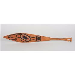 Tlingit Painted Dance Paddle ca. 1900 30" L. 4" W. Good Condition