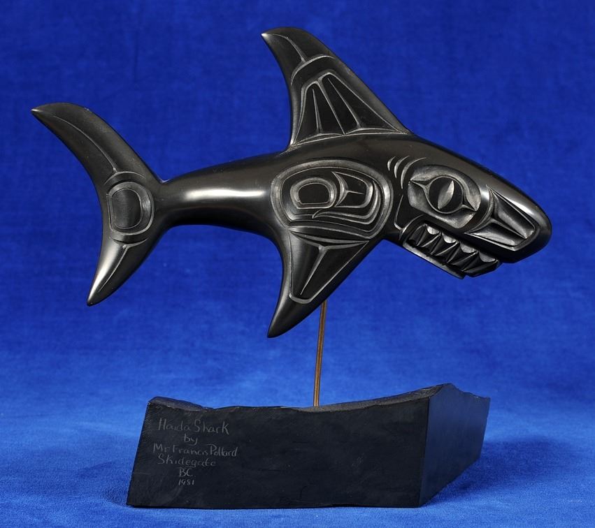 Haida Argillite Carving of a Shark by Francis Pollard, Skidegate, B.C ...