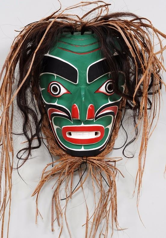 Kwakiutl Bukwus Mask Carved by Terrance Isaac - Alert Bay, B.C. 13" H ...