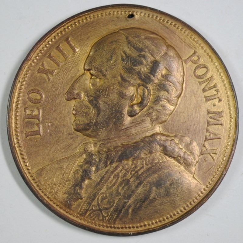POPE LEO XIII GILDED BRONZE PAPAL MEDAL 1888 RARE!!!