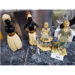 2 PAIRS OF 1940'S DEVONWARE CHALKWARE FIGURINES