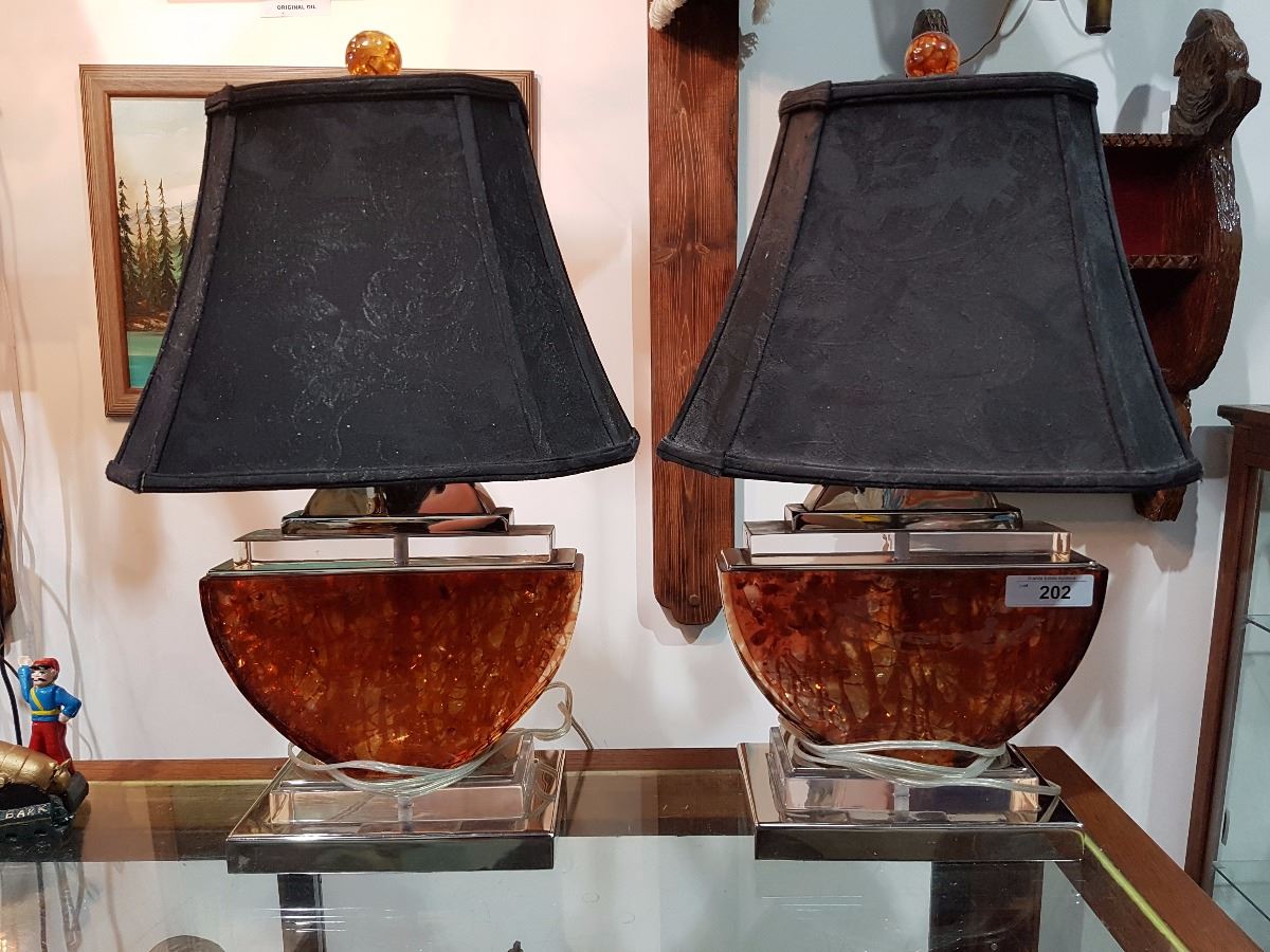 PAIR REPRODUCTION ART DECO TABLE LAMPS