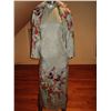 Vintage Metallic Cheongsam Chipao hand painted lurex dress and jacket 1950