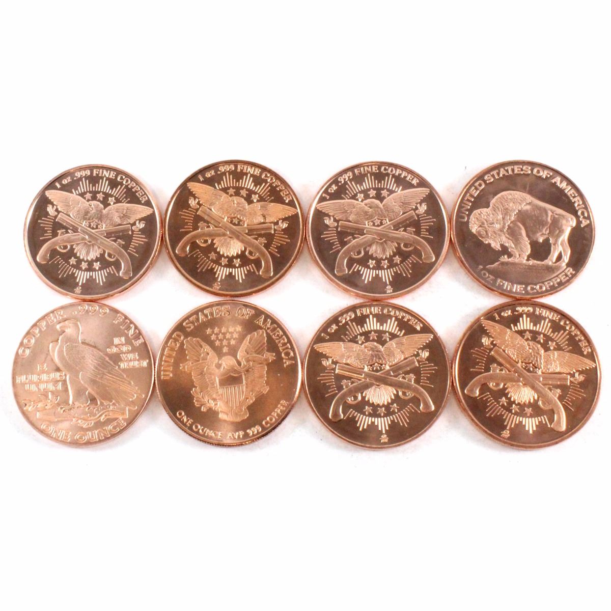 8x 1oz .999 Fine Copper Coins. You will receive 8 different versions of ...