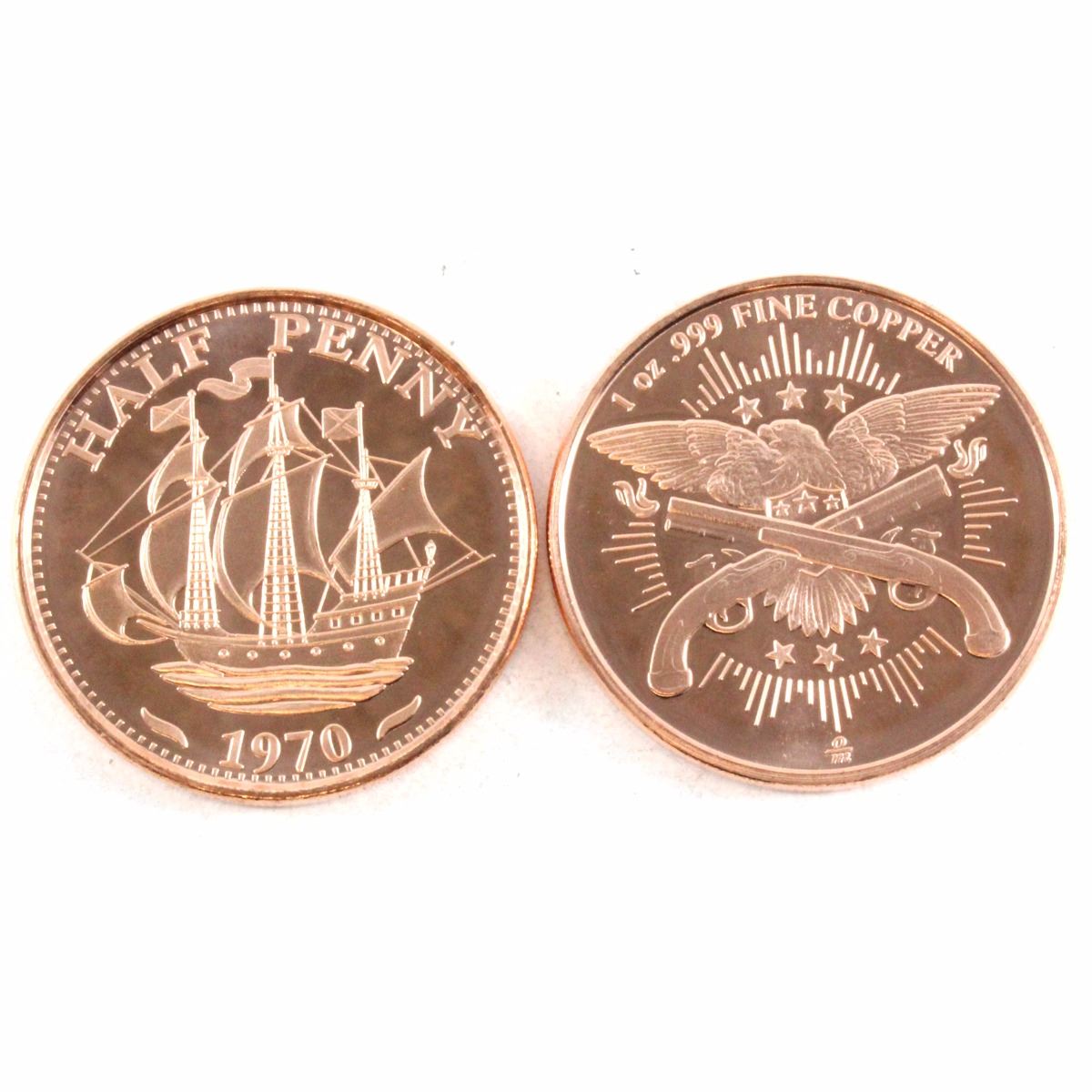 Pair of 1oz. Pure Copper .999 Fine Copper Maple Leaf Rounds. 2pcs (Tax ...