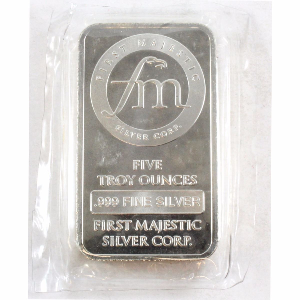 5oz First Majestic Silver Corp. .999 Fine Silver Bar (Tax Exempt)