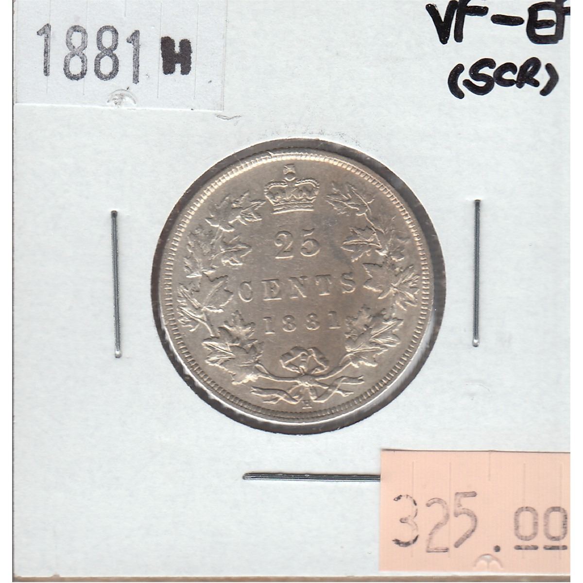 25-cent Canada 1881H VF-EF (Scratched)