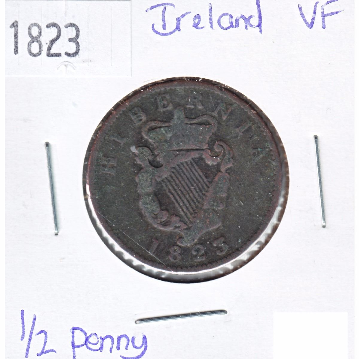 1823 Ireland 1/2 Penny Very Fine
