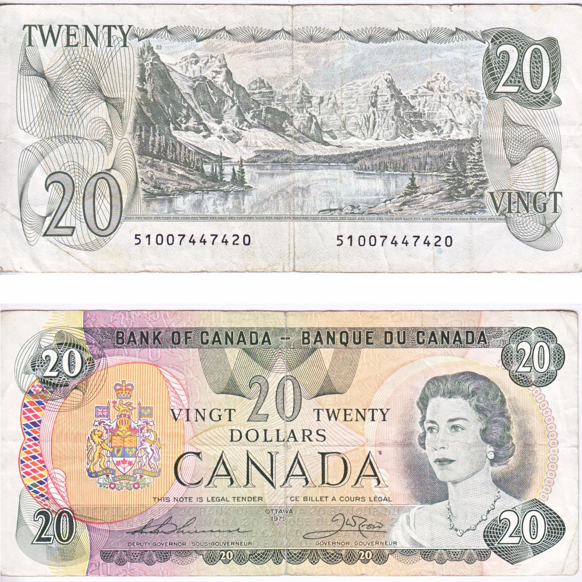 1979 Replacement $20.00 note with Thiessen-Crow Signatures