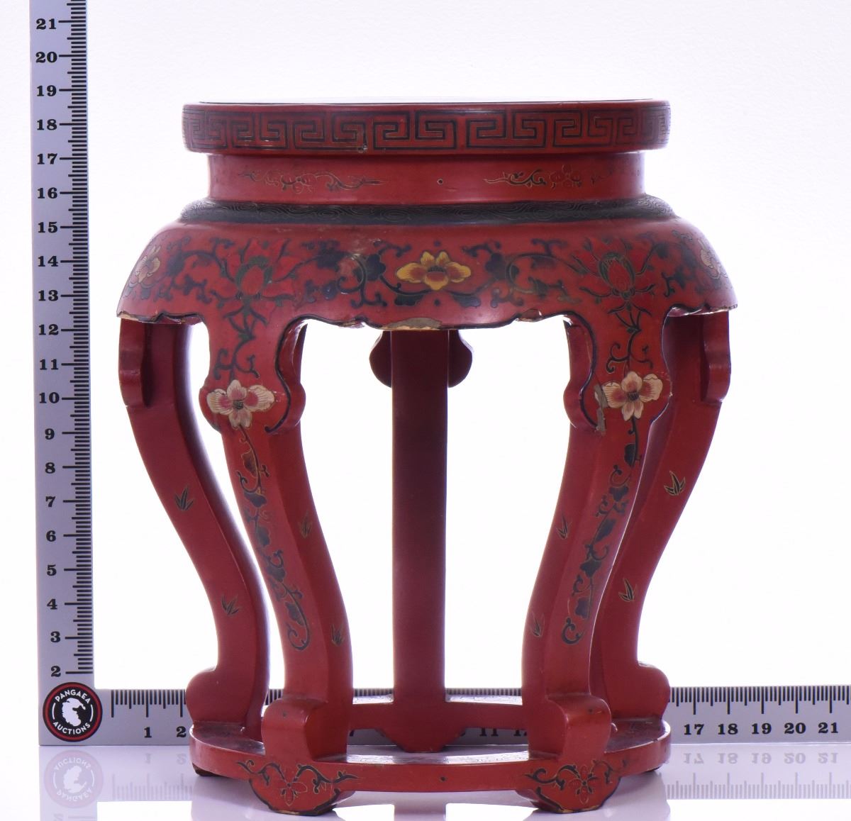 Chinese Lacquered Garden Stool with Cloisonne