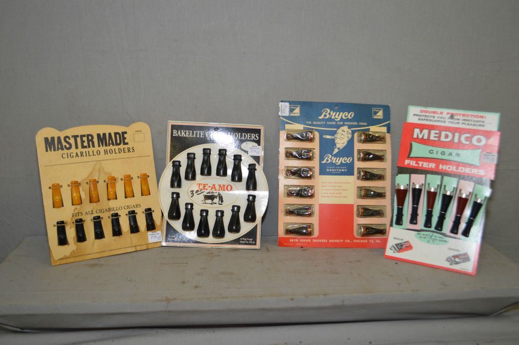 Lot of Four Vintage Cardboard Store Displays Full of Cigar Holders ...