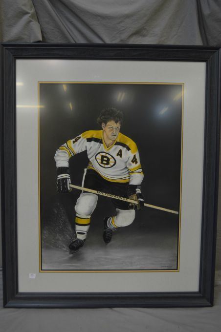 Framed original colour pencil drawing "Bobby Orr" by renowned Scottish ...
