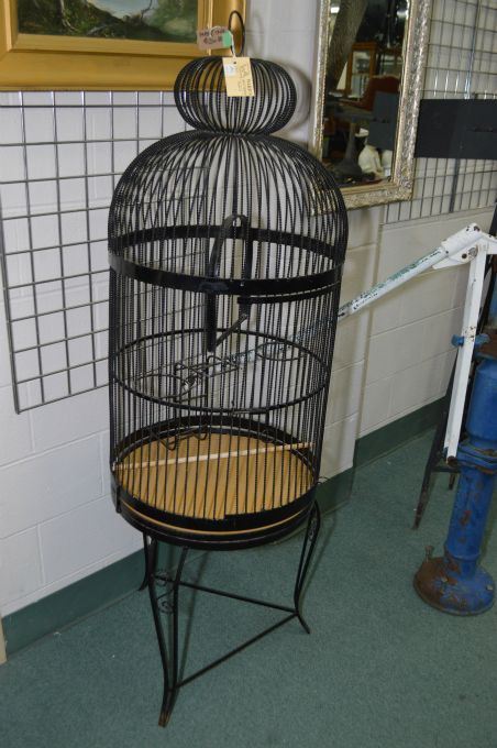 Floor standing, all metal bird cage for large birds, 64" in height