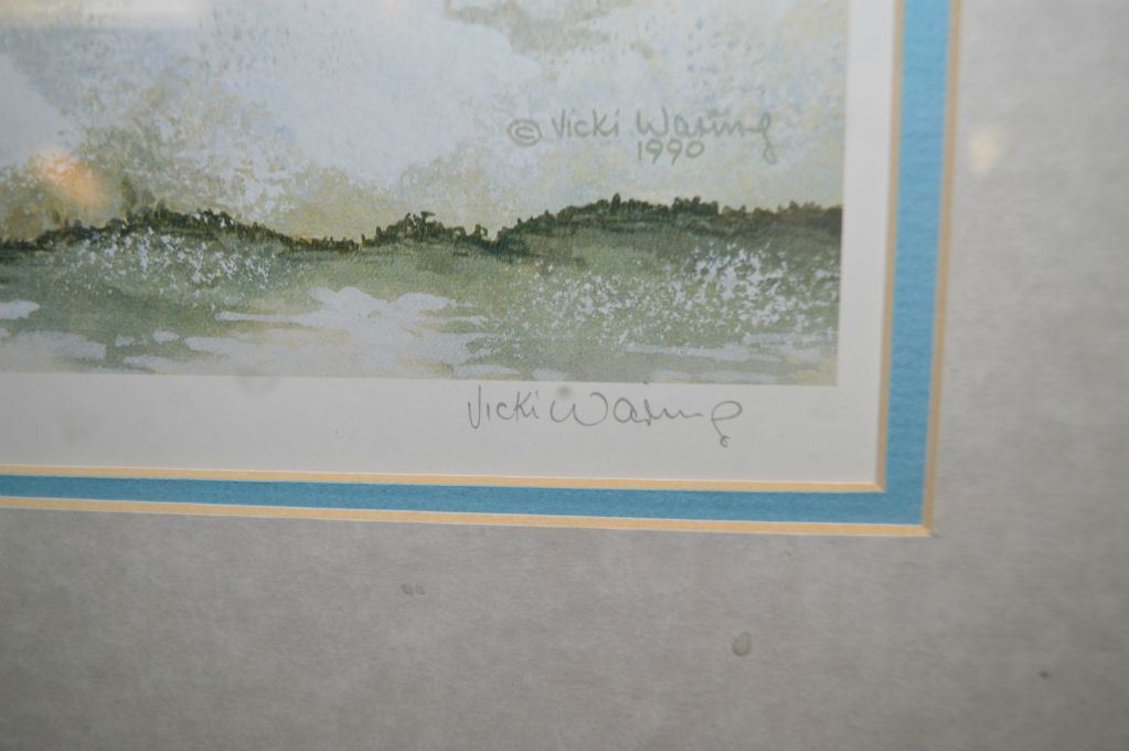 Framed limited edition print of a polar bear by artist Vicki Waring ...