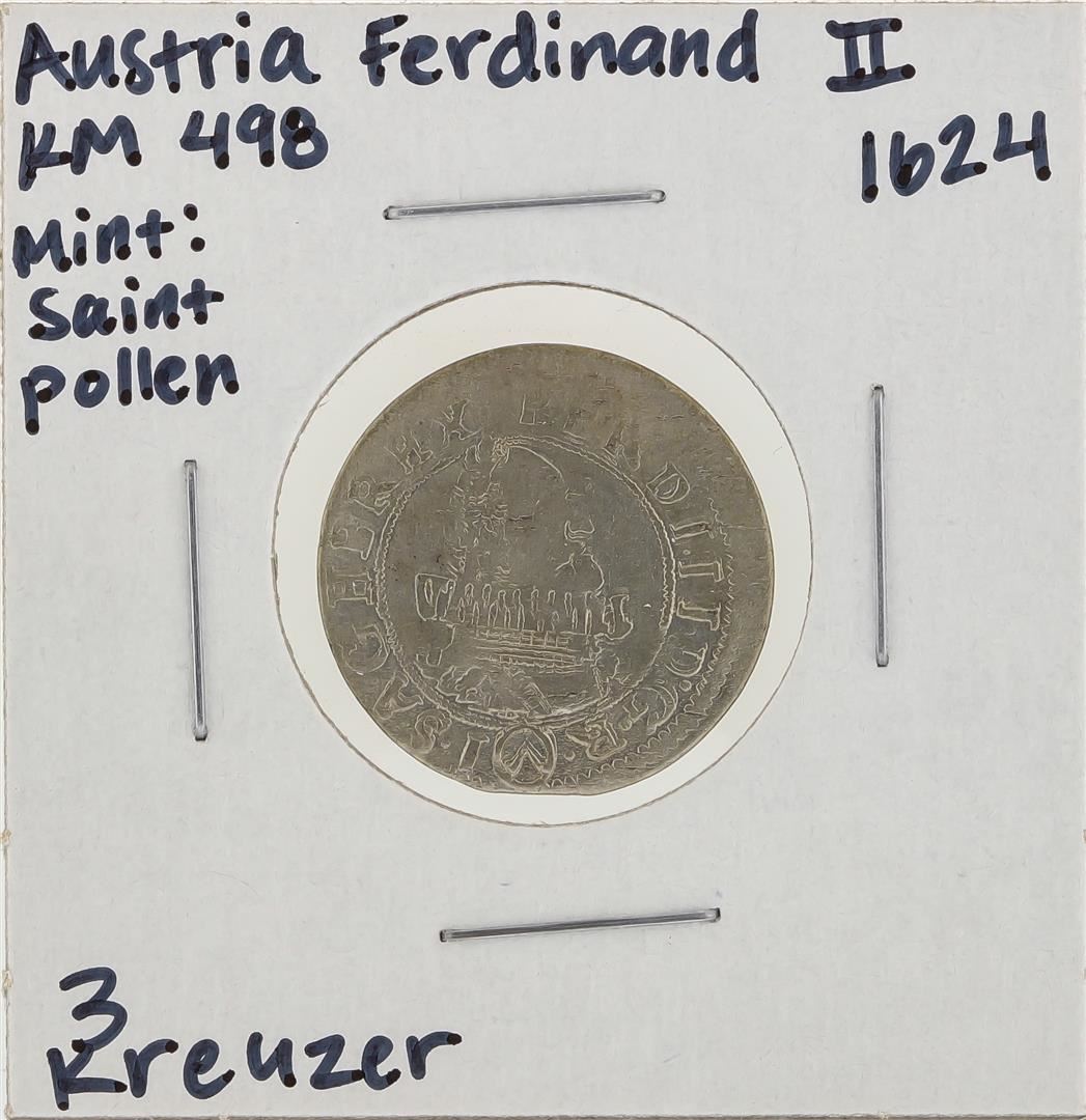 1624 Austria Ferdinand II 3 Kreuzer KM498 Coin