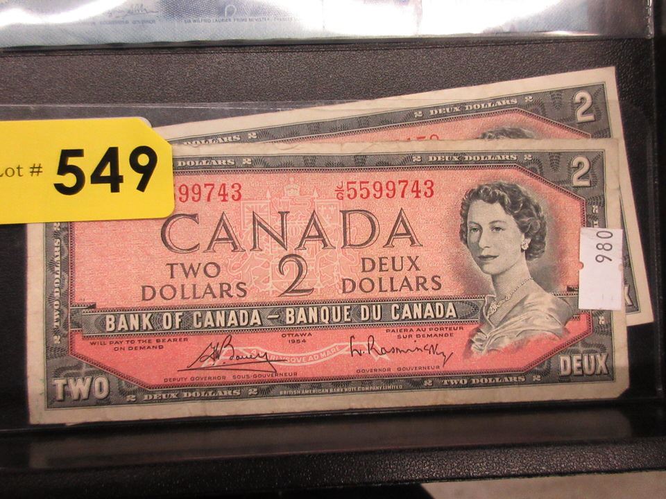2 Canadian 1954 Two Dollar Bills 2-canadian-1954-two-dollar-bills