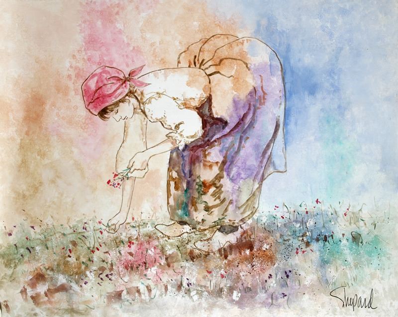 Richard Shepard, Picking Flowers, Oil Painting