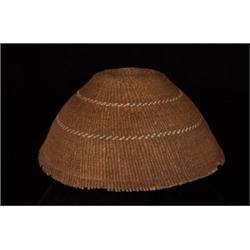 Salish Double Woven Basketry Cedar Hat ca. 1940 14" D. 6" H. Good Condition