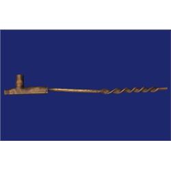 Carved Plains Peace Pipe with Twisted Stem and Wood Bowl Initialed and ...