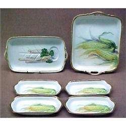 Six hand painted Nippon serving dishes including
