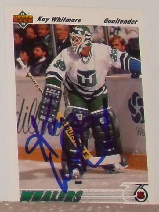 signed in ink Kay Whitmore sports card hockey - carte signee