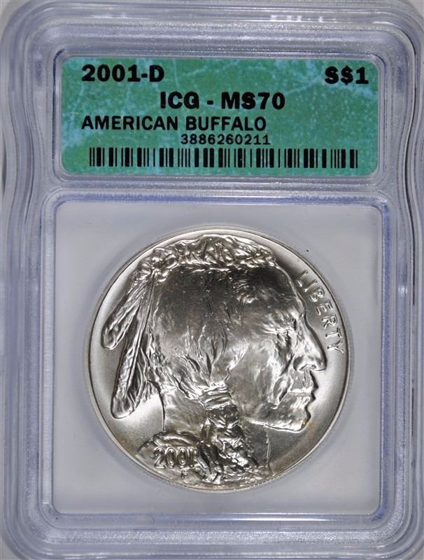 2001-D AMERICAN BUFFALO COMMEMORATIVE DOLLAR, ICG MS-70