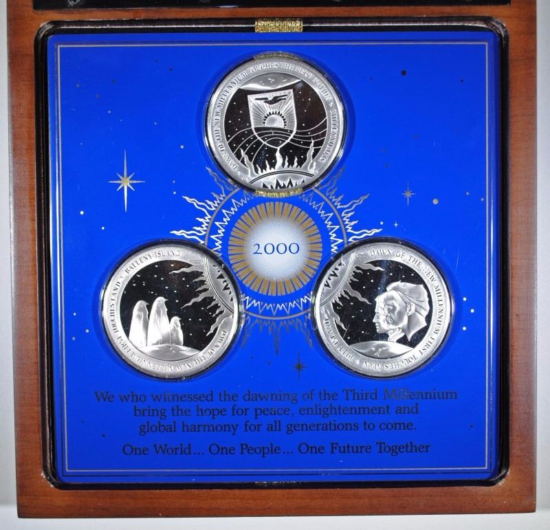 2000 DAWN of the NEW MILLENNIUM EYEWITNESS SILVER COIN SET ( 3 ) SOLID ...