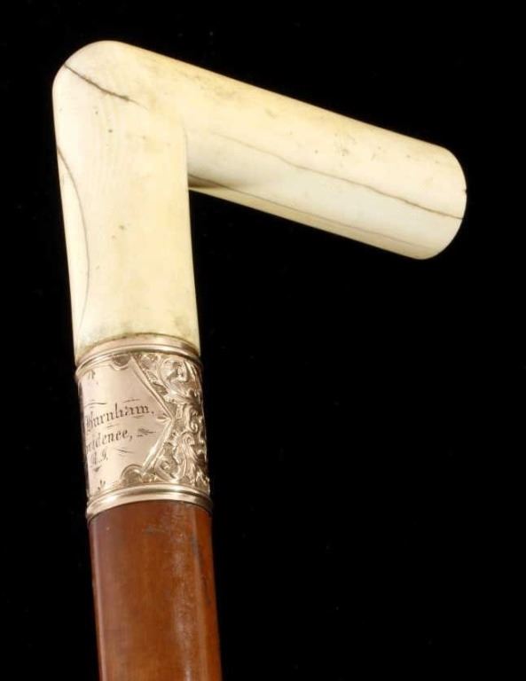 George H. Burham Ivory & Gold Cane Civil War 1860