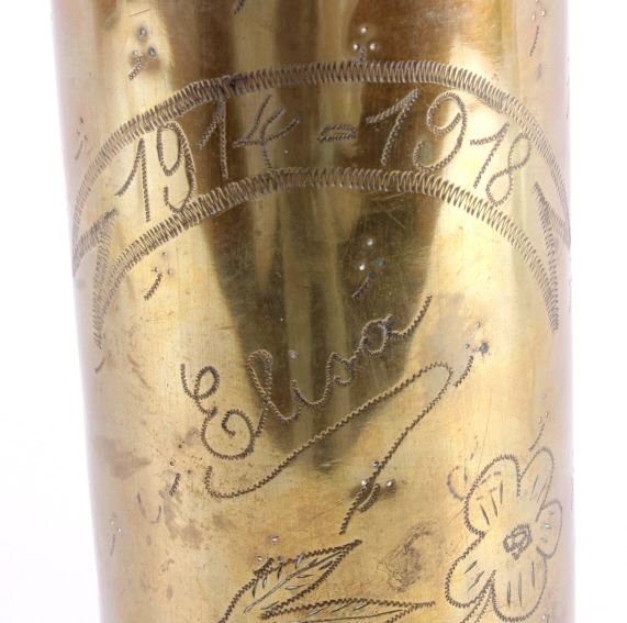 WWI German 77mm Brass Trench Art Artillery Shell