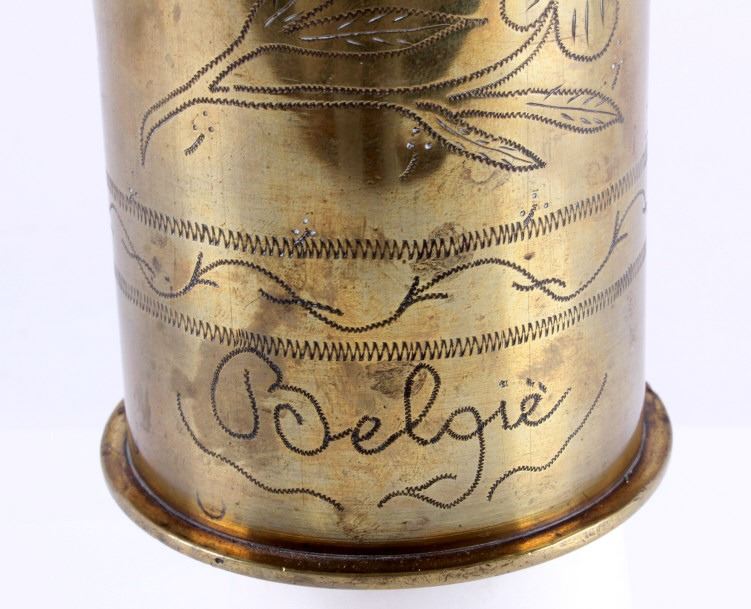 WWI German 77mm Brass Trench Art Artillery Shell