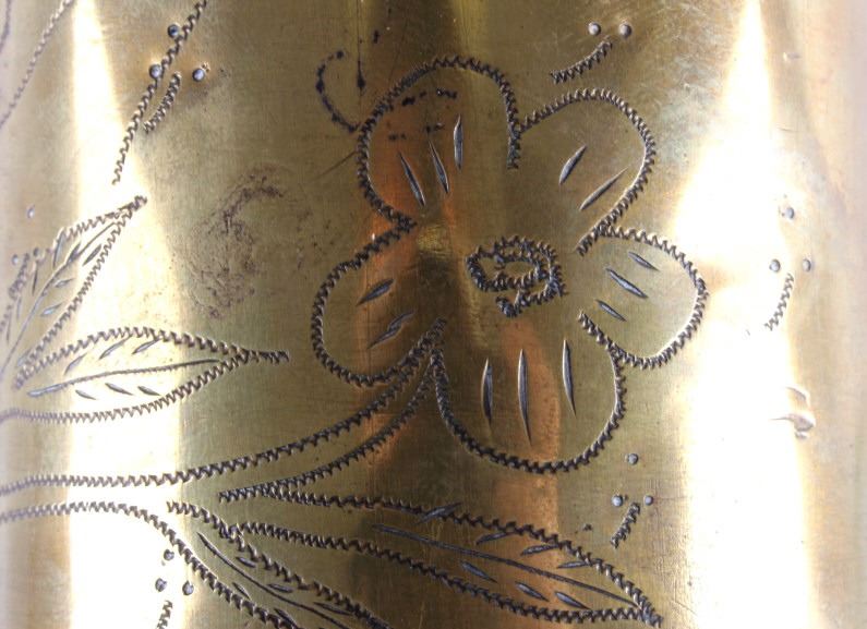 WWI German 77mm Brass Trench Art Artillery Shell