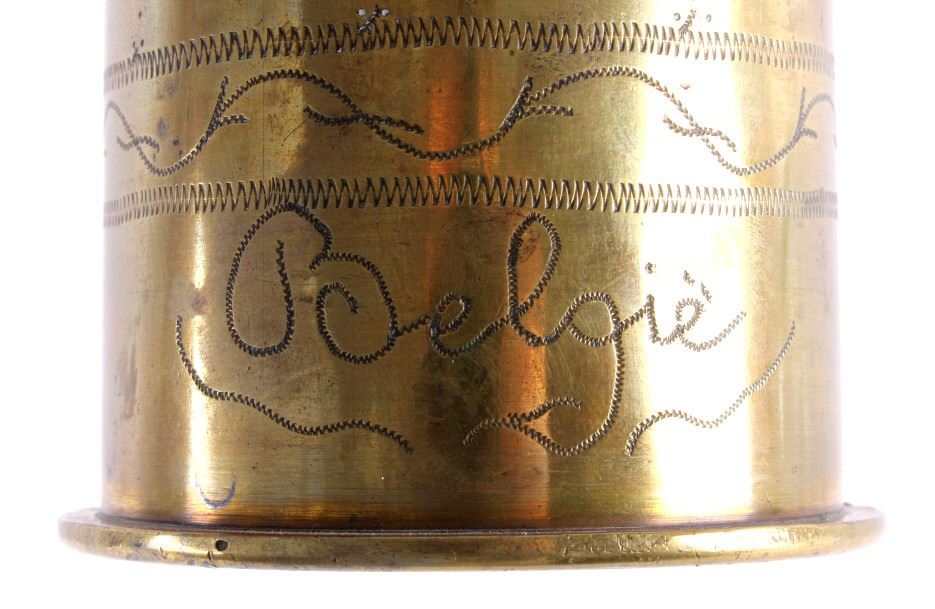 WWI German 77mm Brass Trench Art Artillery Shell