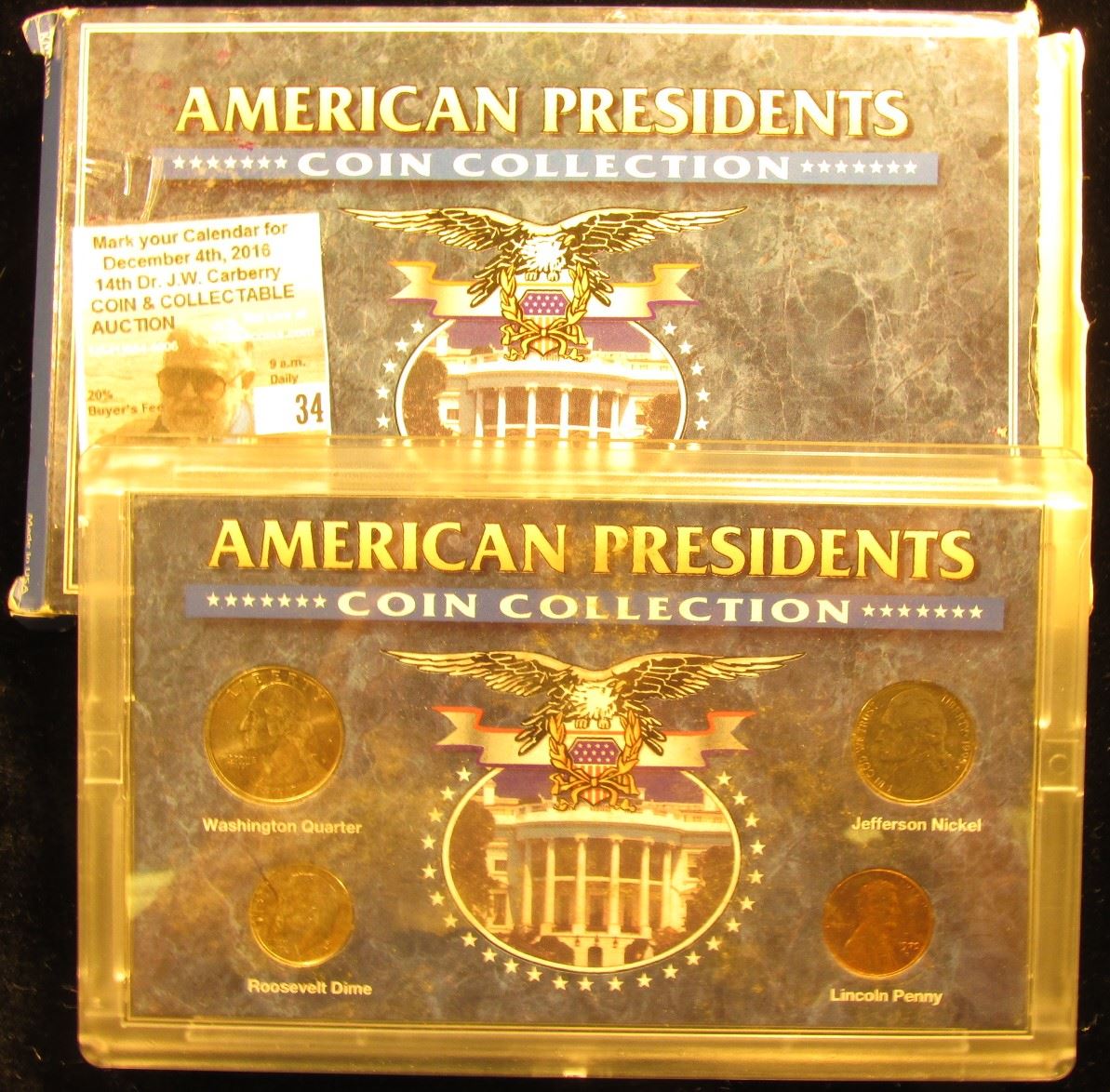 "American Presidents Coin Collection" in plastic case and box. (4 pc. Set).
