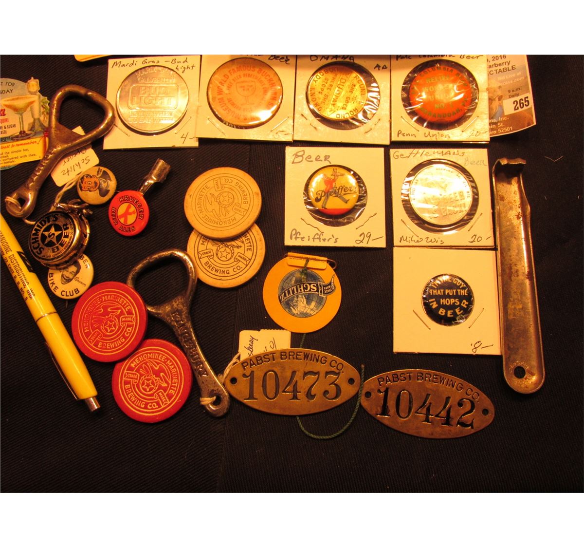 "Pale Columbia Beer…Shenandoah, Pa." Pin-back; "Pfeiffer's (Beer) Pin ...