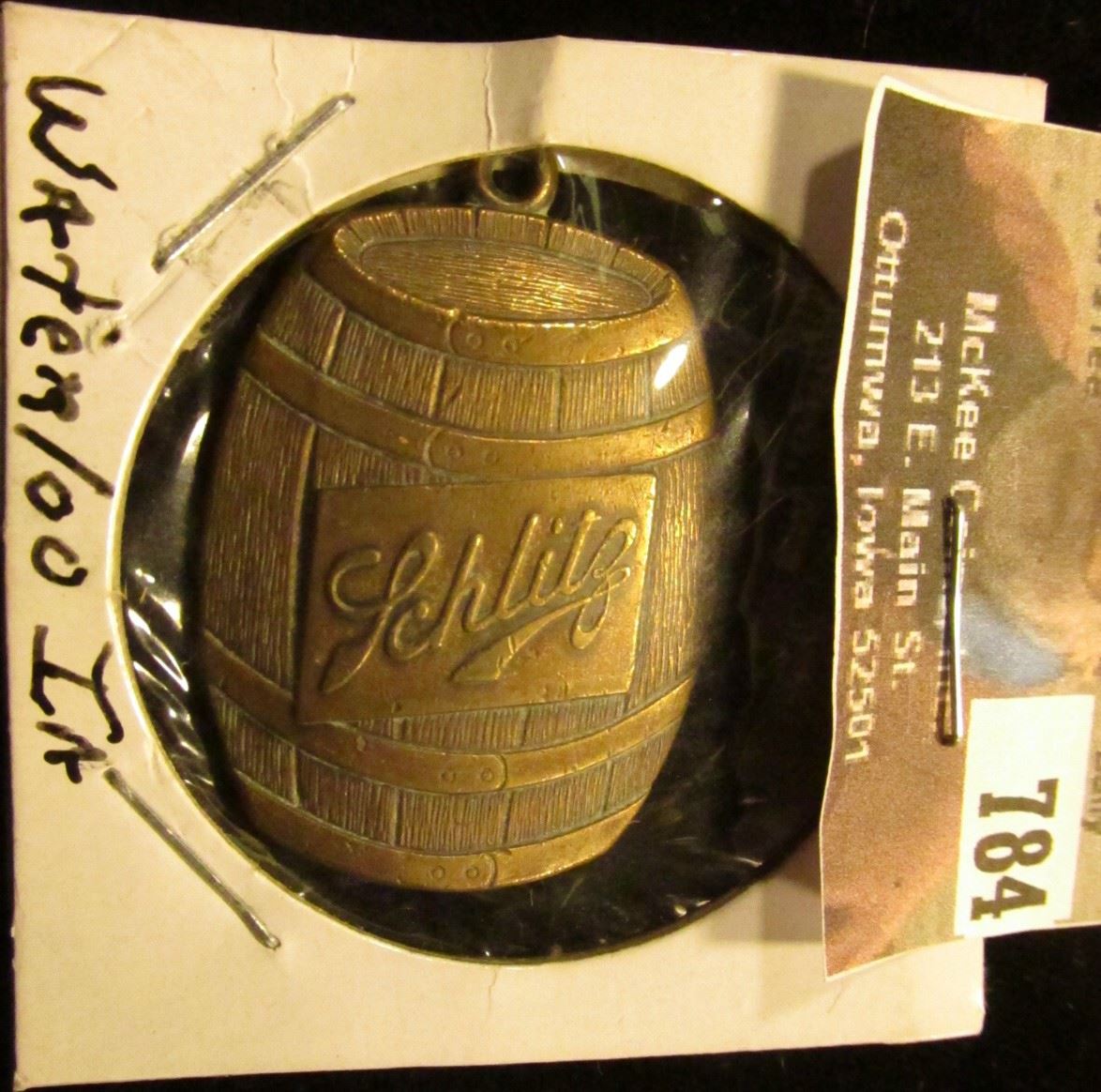 "Schlitz" Beer Keg Brass Key Chain fob "Standard Dist. Co. 403 Chestnut ...